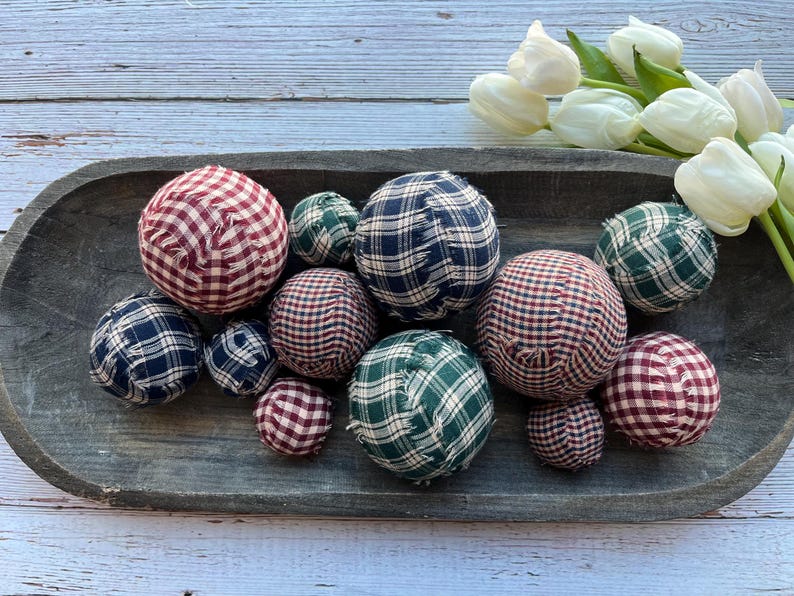 Primitive Rag Balls | Country Home Decor | Rustic Bowl Filler - Etsy