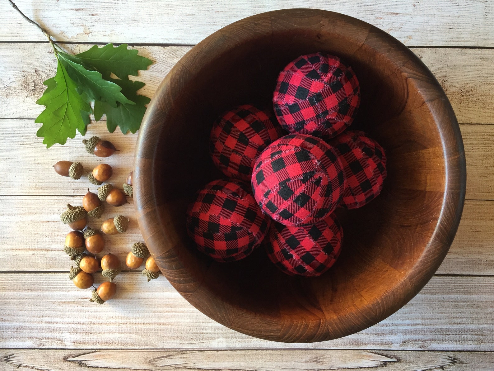 Red Buffalo Check Rag Balls Red Buffalo Plaid Tiered Tray | Etsy