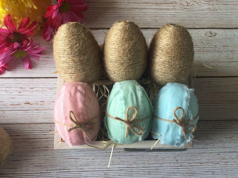Rustic Rag Egg Farmhouse Pastel Easter Egg Twine Eggs - Etsy