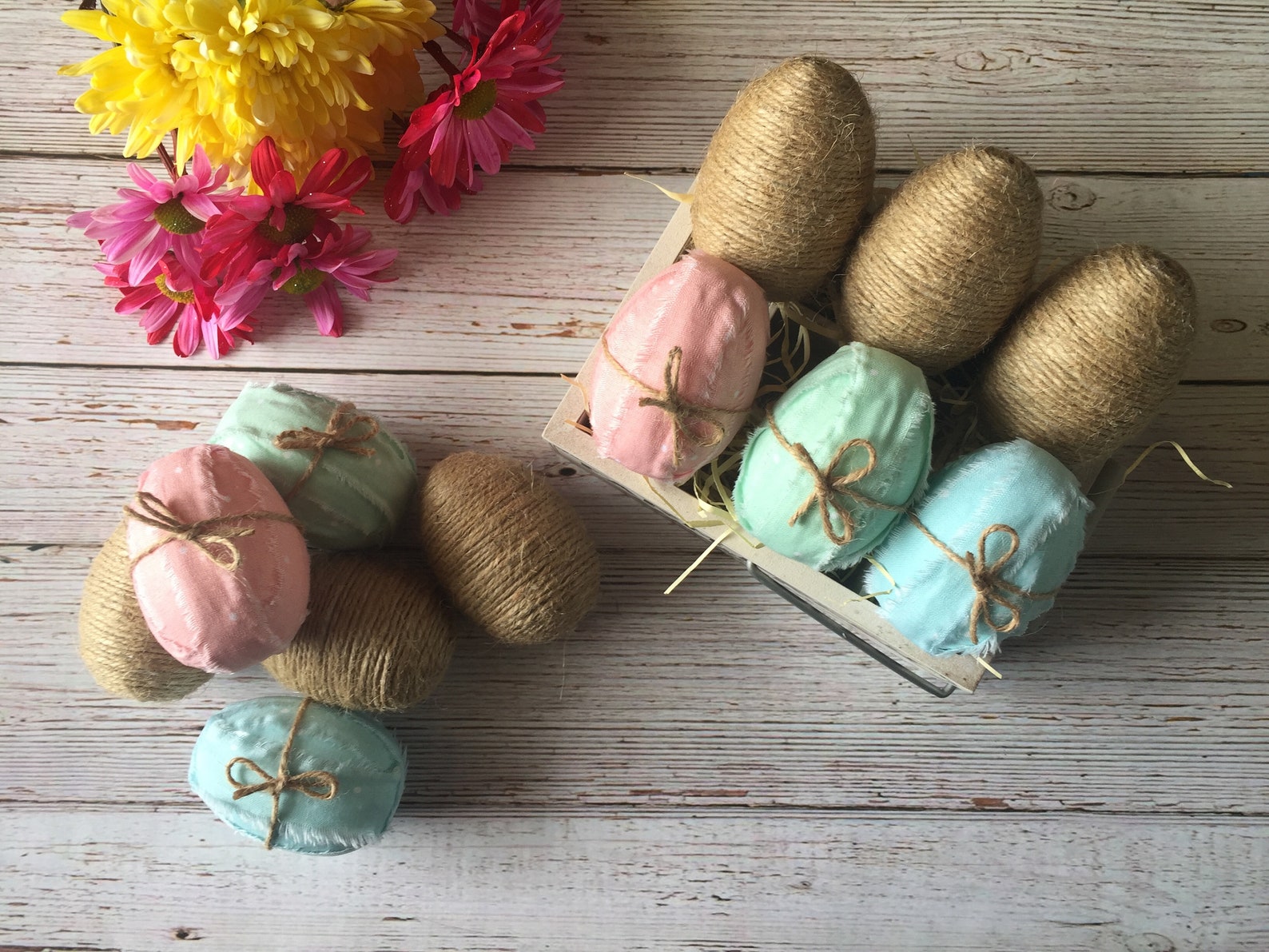 Rustic Rag Egg Farmhouse Pastel Easter Egg Twine Eggs - Etsy