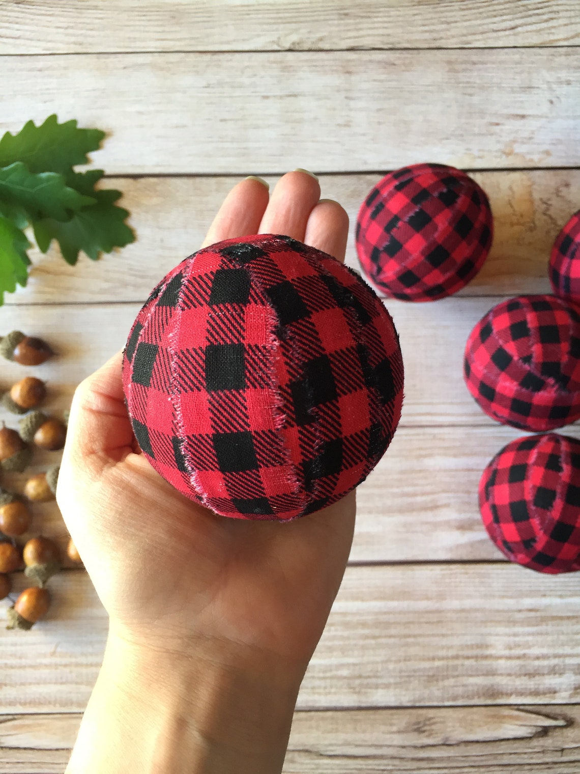 Red Buffalo Check Rag Balls Red Buffalo Plaid Tiered Tray | Etsy
