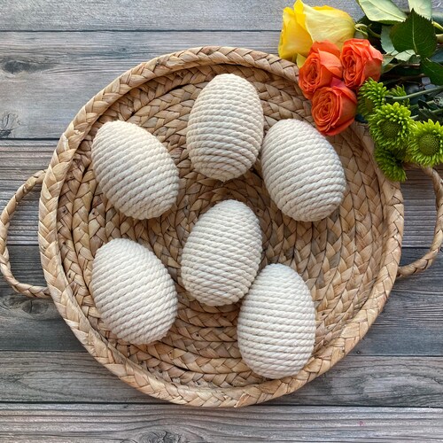 Macrame Eggs Neutral Easter Decor Rustic Easter Eggs - Etsy