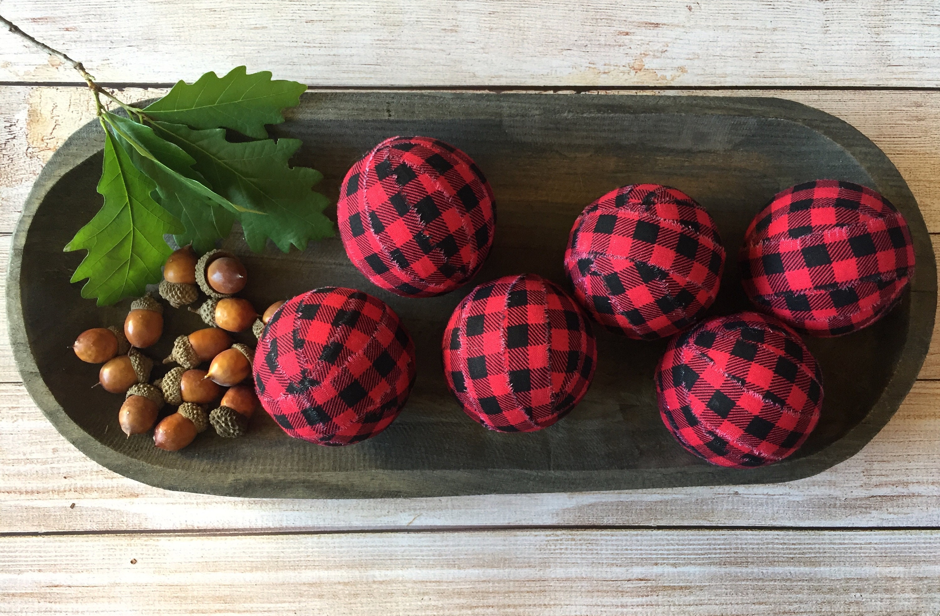 Red Buffalo Check Rag Balls Red Buffalo Plaid Tiered Tray - Etsy