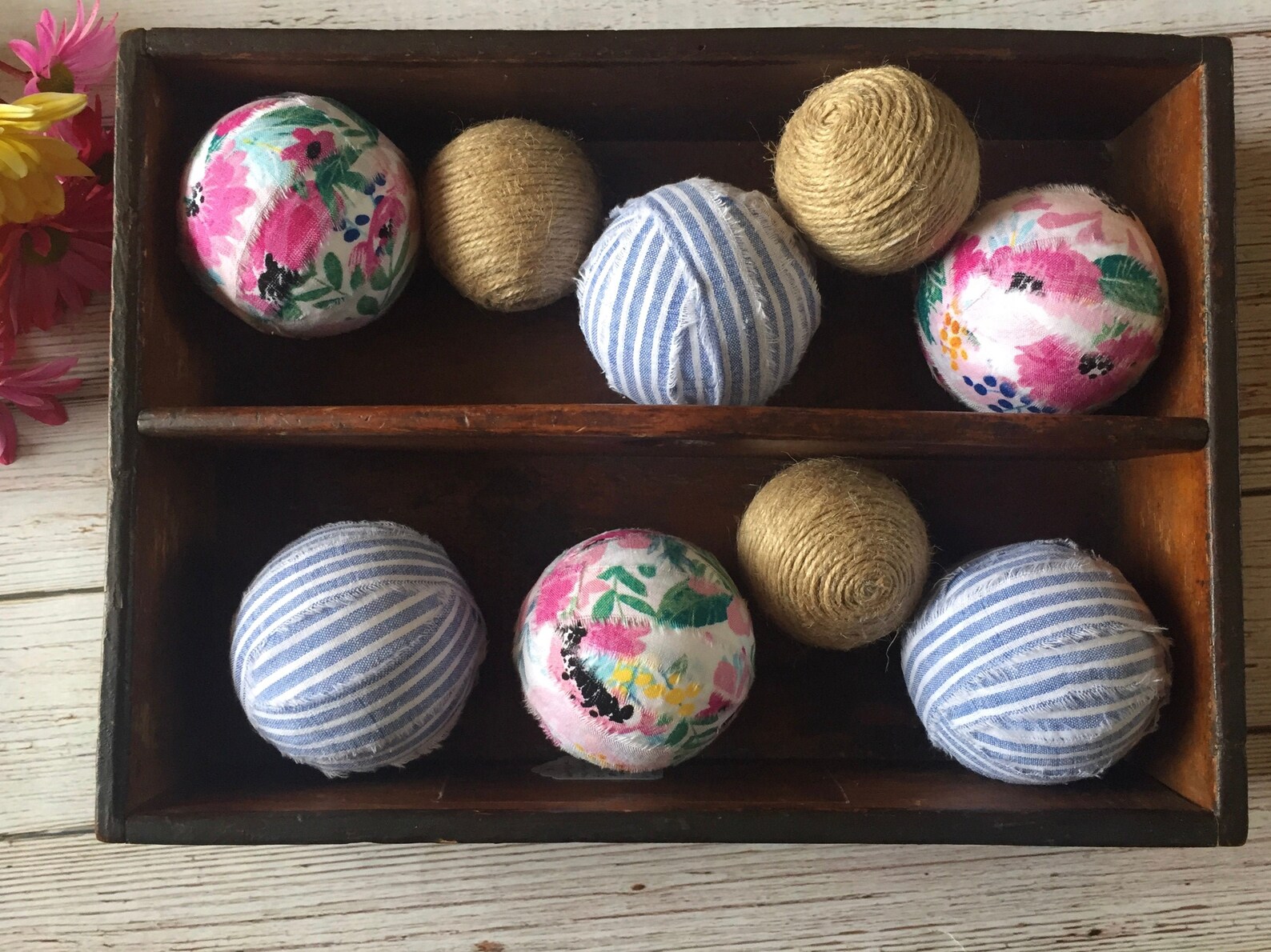 Farmhouse Summer Rag Balls Summer Bowl Filler Rustic - Etsy