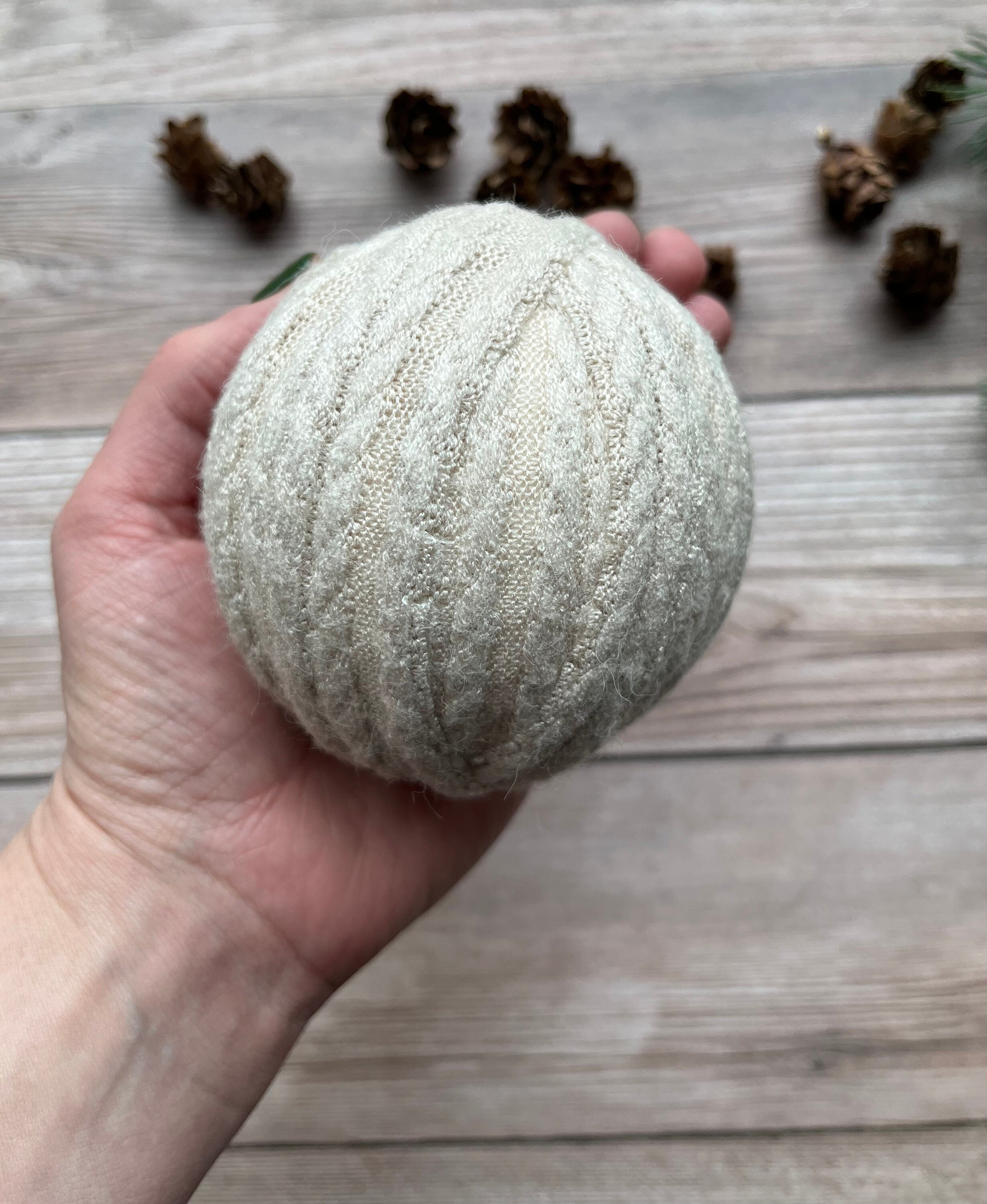 Ivory Sweater Rag Balls | Cozy Christmas Bowl Filler | Rustic Christmas ...