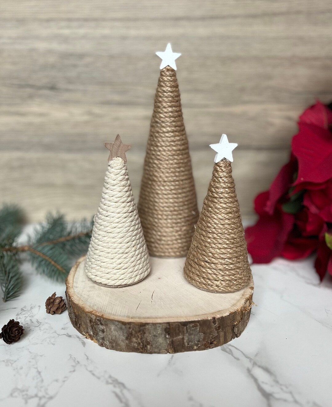 Rustic Christmas Tree | Farmhouse White Tree | Twine Holiday Decor ...