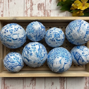 Chinoiserie Balls | Blue and White Rag Ball | Blue Chinoiserie Decor ...