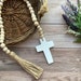 Wood Bead Cross Garland | Rustic Cross Garland | Farmhouse Tassel ...