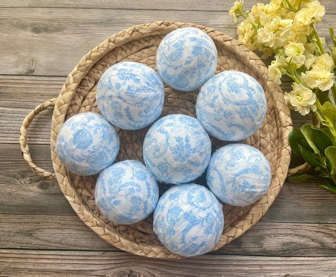 Light Blue Toile Decor Balls | Light Blue Chinoiserie Bowl Filler ...