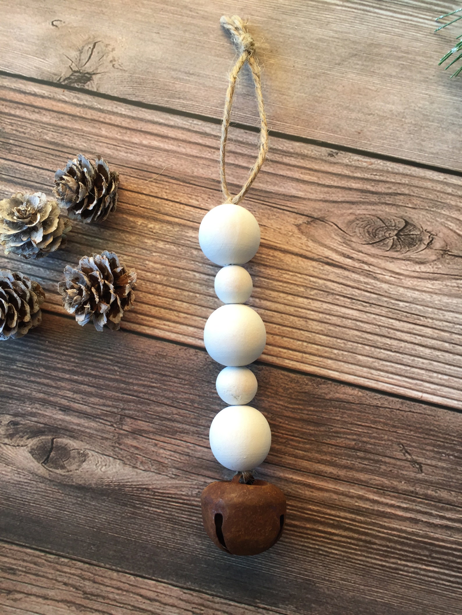 Rustic Jingle Bell Ornament Wood Bead Ornament Door Handle - Etsy