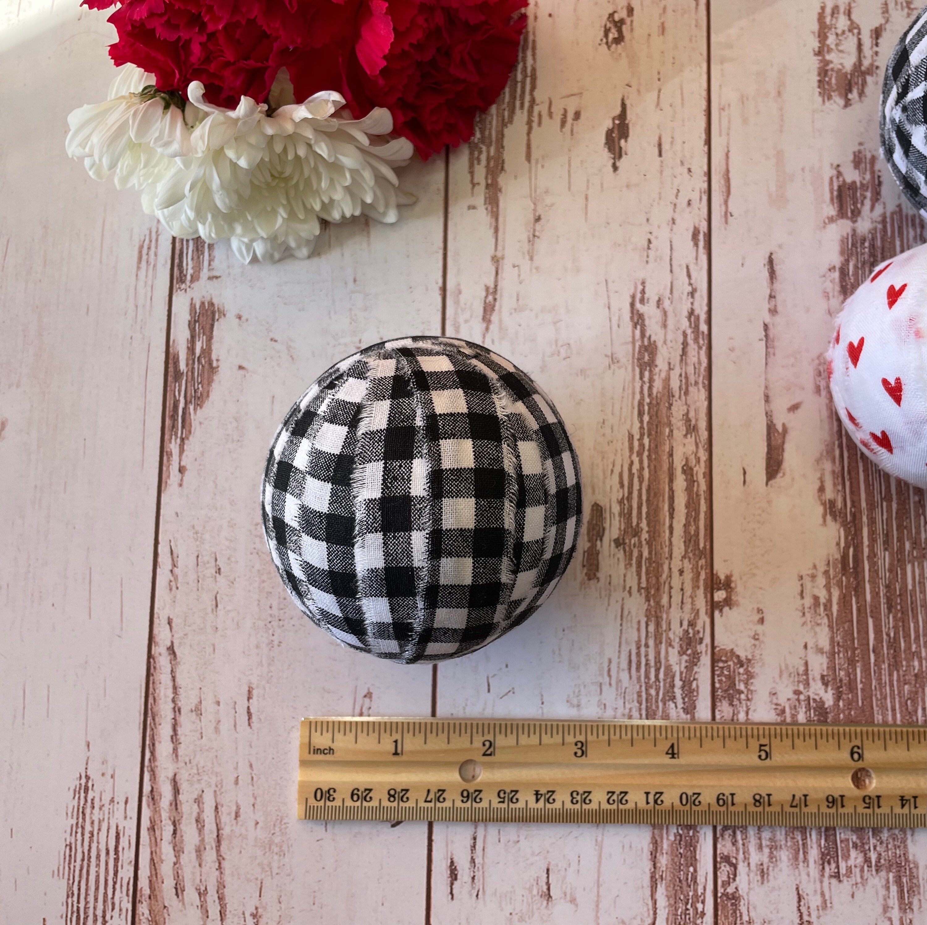 Rustic Buffalo Check Valentine's Day Rag Balls | - Etsy