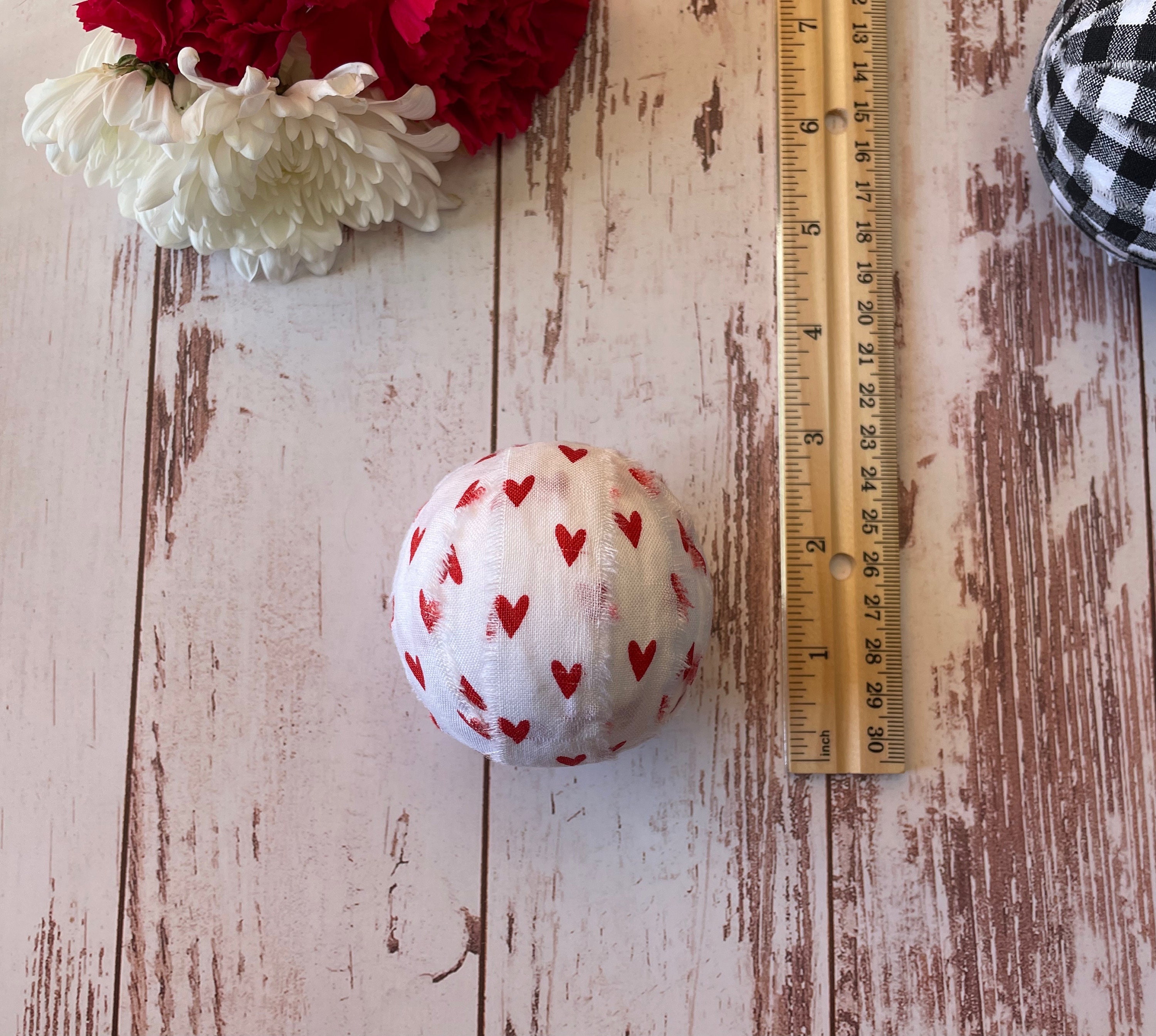 Rustic Buffalo Check Valentine's Day Rag Balls | - Etsy