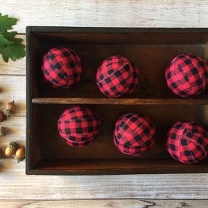 Red Buffalo Check Rag Balls | Red Buffalo Plaid Tiered Tray Decor ...