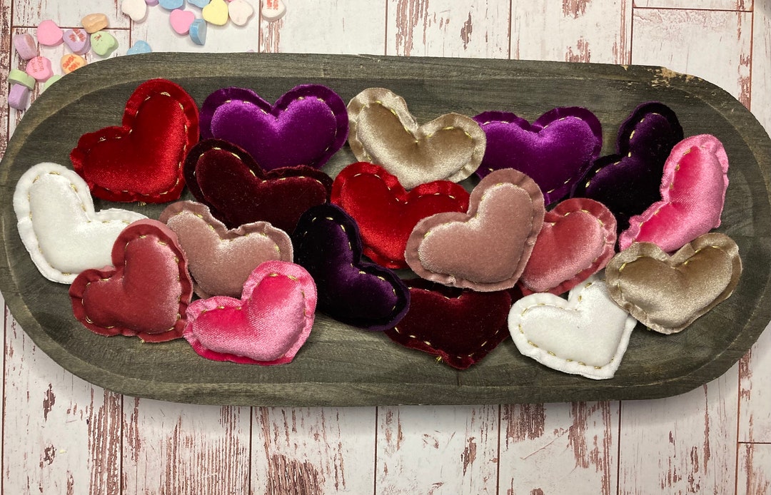 Velvet Heart Bowl Fillers | Valentine Tiered Tray Decor | Rustic ...