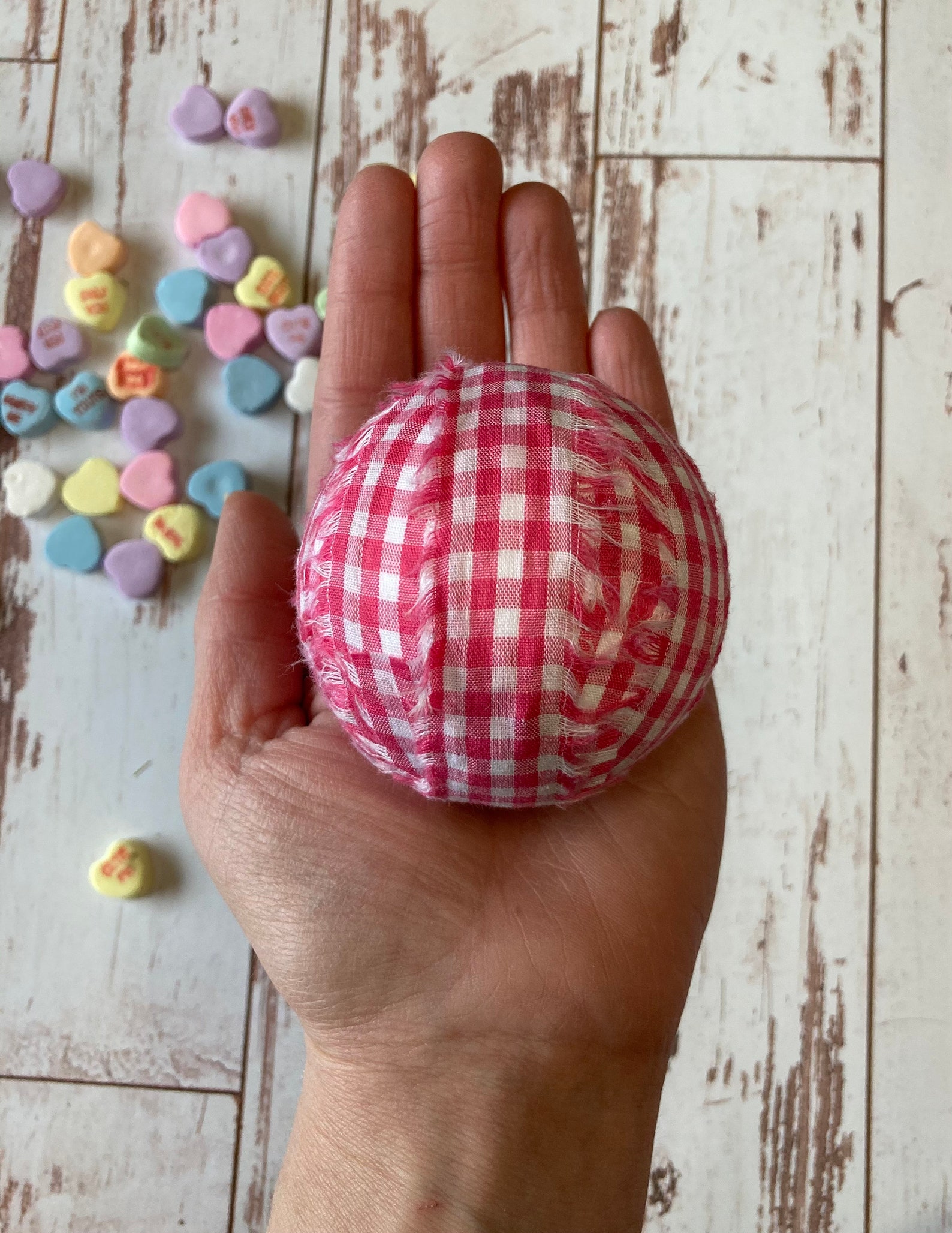Valentine's Day Gingham Rag Balls | Rustic Valentine's Day Bowl Fillers ...