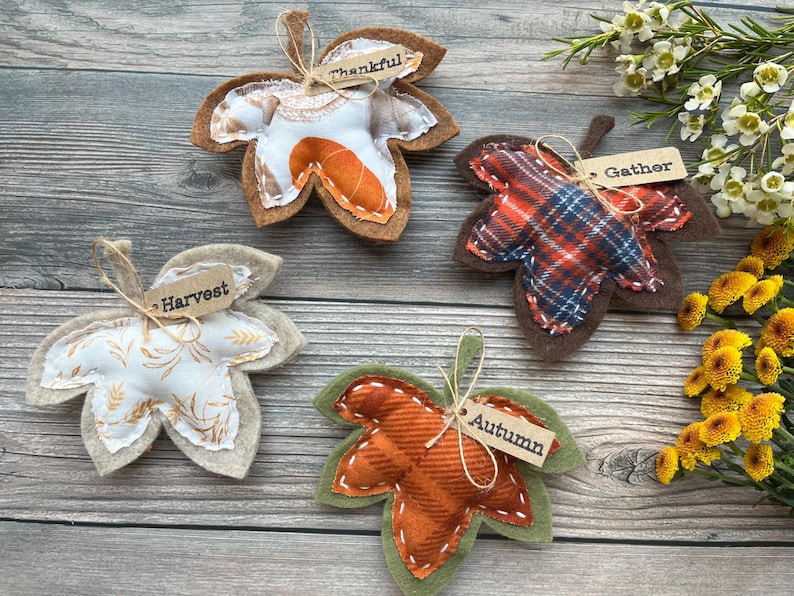 Rustic Autumn Felt Leaves for Tiered Trays, Primitive Fall Decor ...