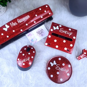 Mouse Desk Set, Minnie Stapler, Personalize Desk Set, Office Supply ...