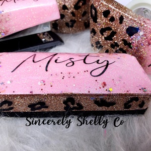 Leopard Desk Set - Custom Ombre Office Supplies | Glitter Stapler ...