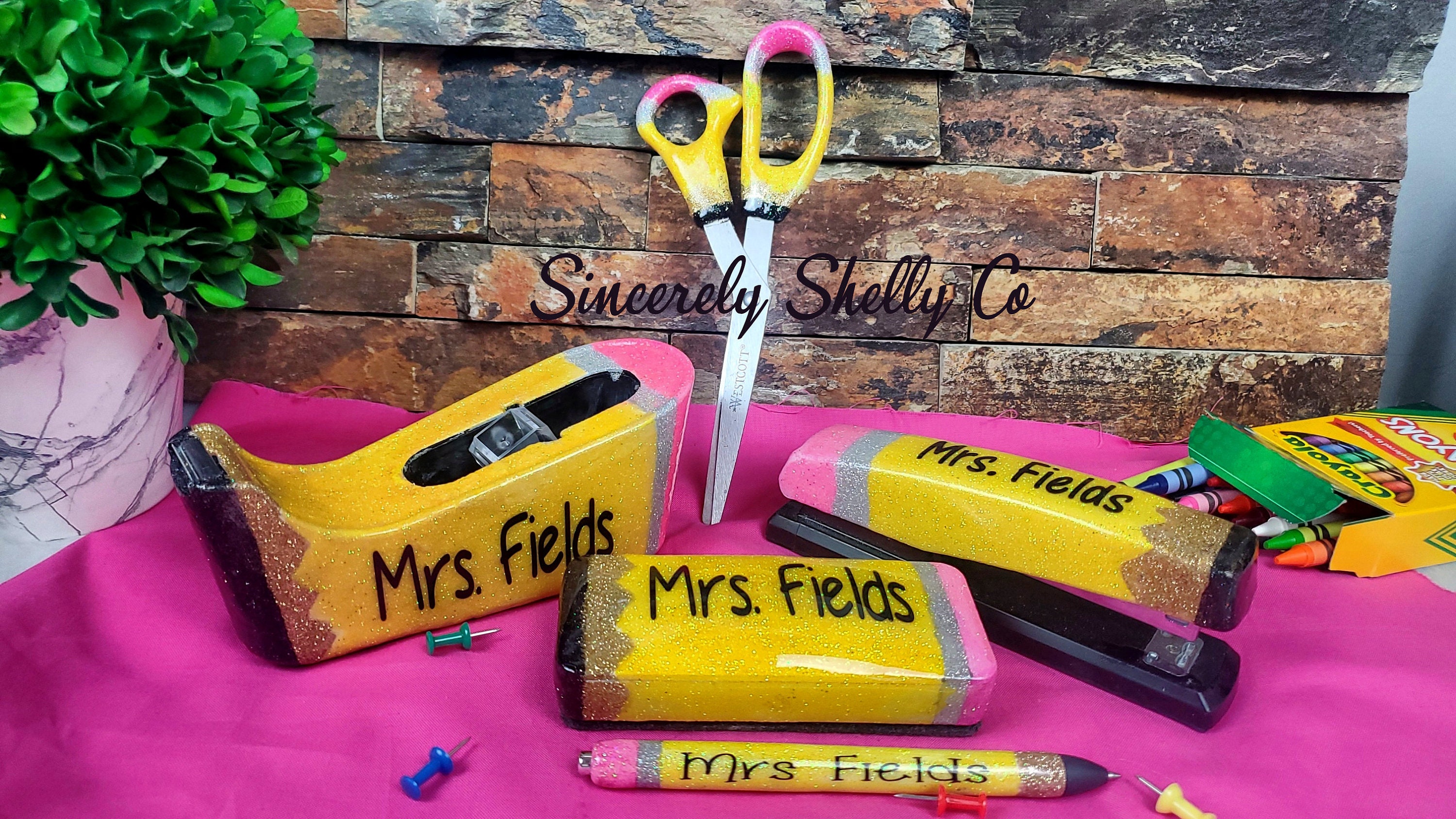 Teacher Supply, Teacher Desk Set, Personalized Office Supplies, Pencil ...