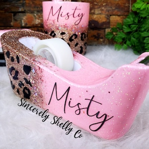 Leopard Desk Set - Custom Ombre Office Supplies | Glitter Stapler ...