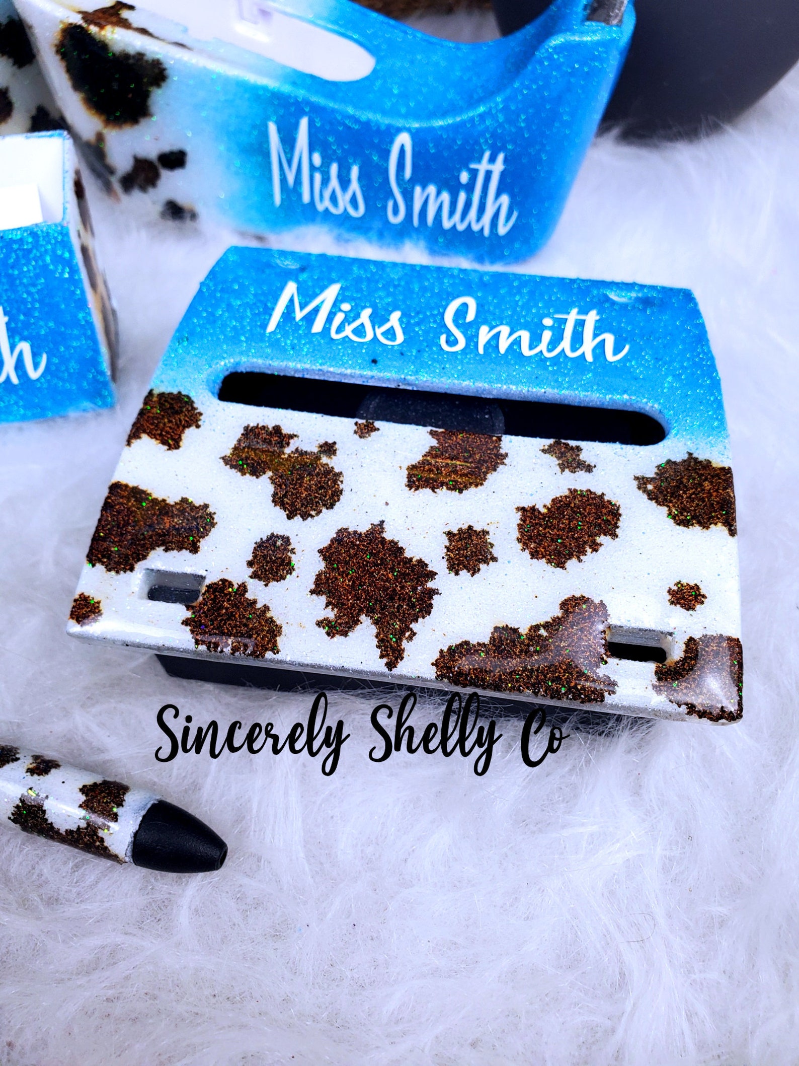 Cow Desk Set, Glitter Stapler, Classroom Supply, Teacher Desk Set ...