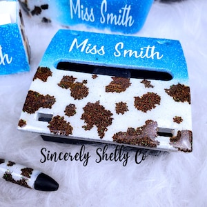 Cowhide Desk Set, Cow Print Stapler, Teacher Supply, Teacher Desk Set ...