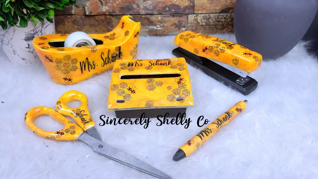 Bee Desk Set, Bumble Bee Desk Set, Office Supplies, Glitter Stapler ...
