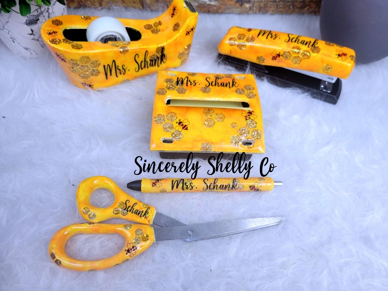Bee Desk Set, Bumble Bee Desk Set, Office Supplies, Glitter Stapler ...