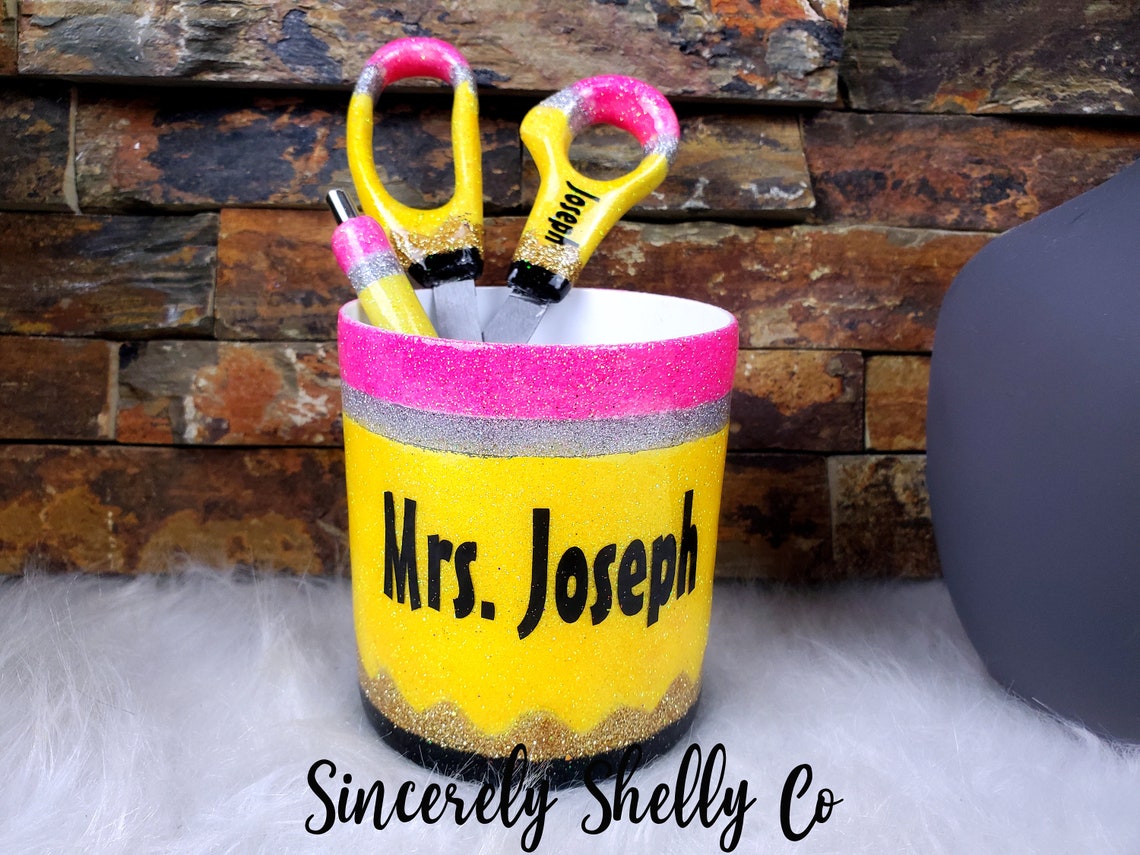 Teacher Supply, Teacher Desk Set, Personalized Office Supplies, Pencil ...