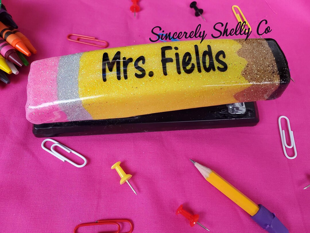 Pencil Stapler, Teacher Stapler, Glitter Pencil Stapler, Gift for ...