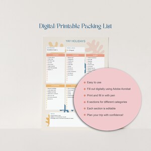 Digital Packing List, Printable List, Customisable List, Notepad ...