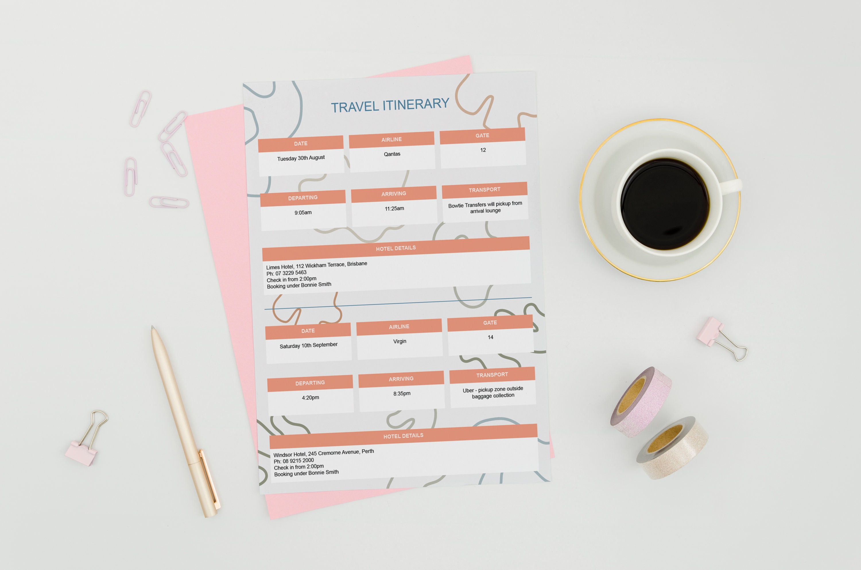 Digital Travel Itinerary, Printable List, Customisable List, Notepad ...