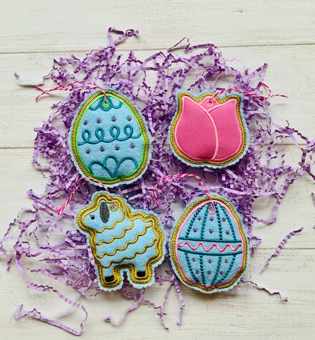 Embroidered Felt Easter Ornament Set - Etsy