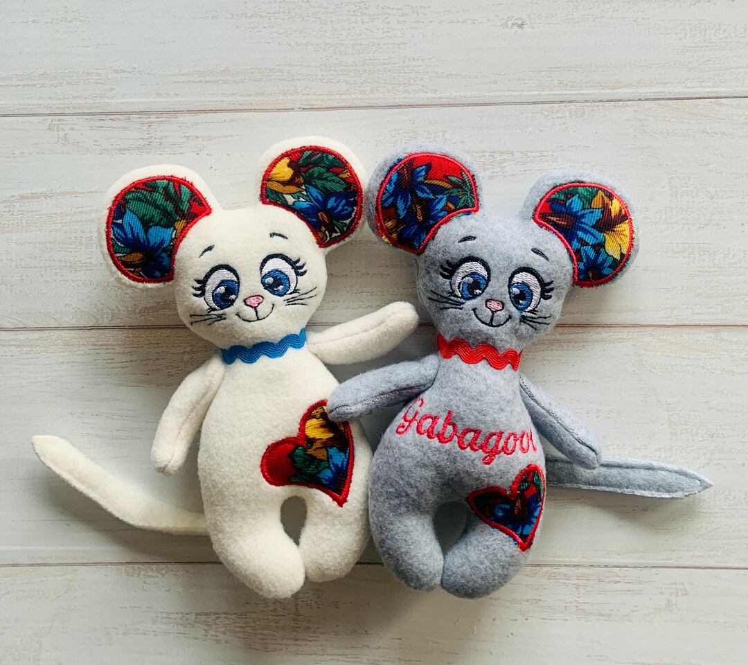 Embroidered Fleece Stuffie Mouse - Etsy