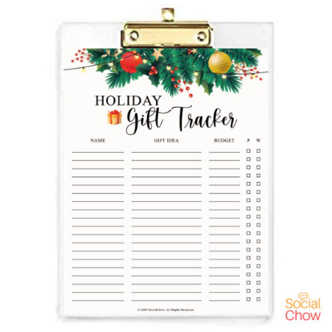 Holiday Organizational Templates PRINTABLE, Gift Tracker, Holiday Meal ...