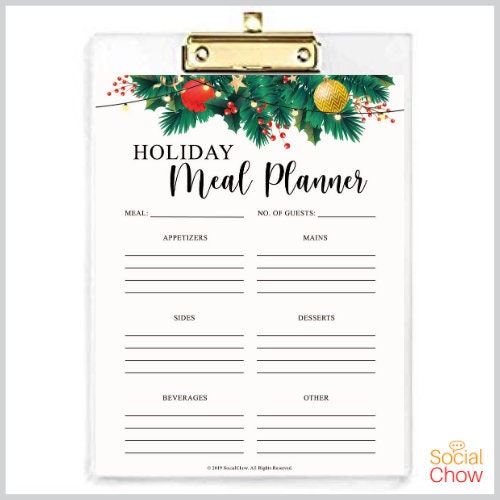 Holiday Organizational Templates PRINTABLE, Gift Tracker, Holiday Meal ...