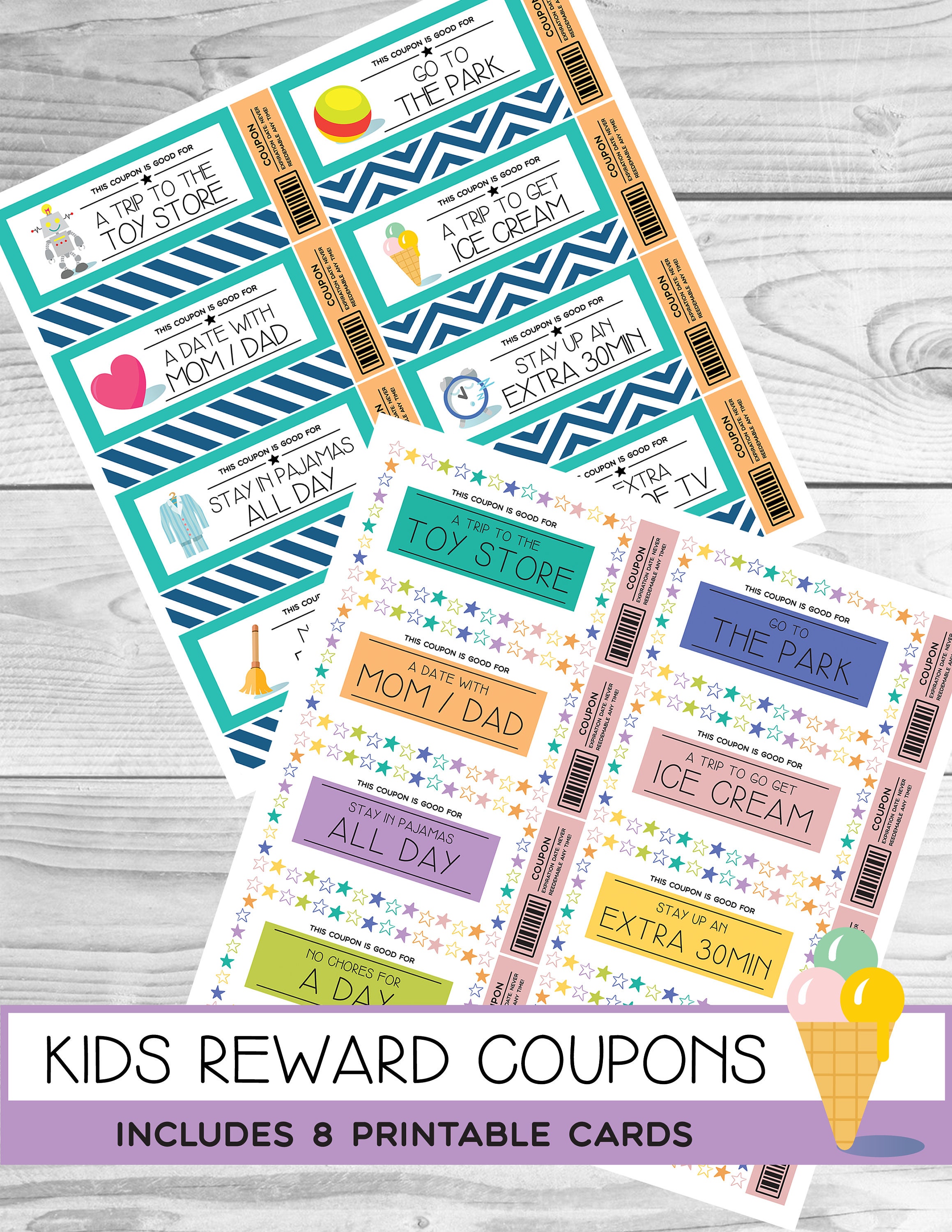 Kid's Reward Coupons 2 Patterns to Pick From - Etsy
