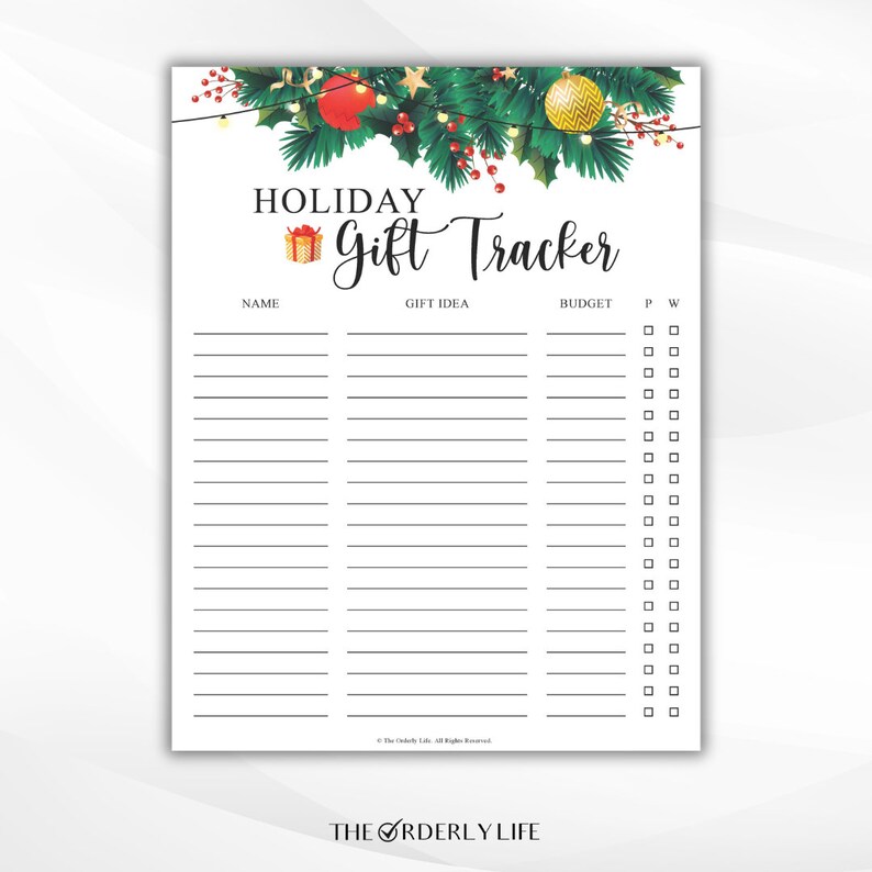 Holiday Organizational Templates – PRINTABLE, Instant Download | Gift ...