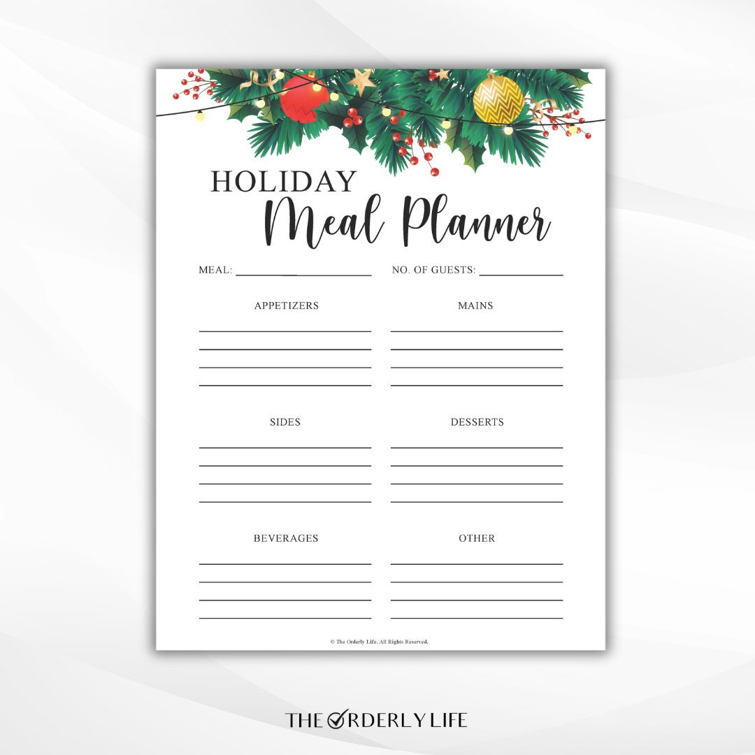 Holiday Organizational Templates – PRINTABLE, Instant Download | Gift ...