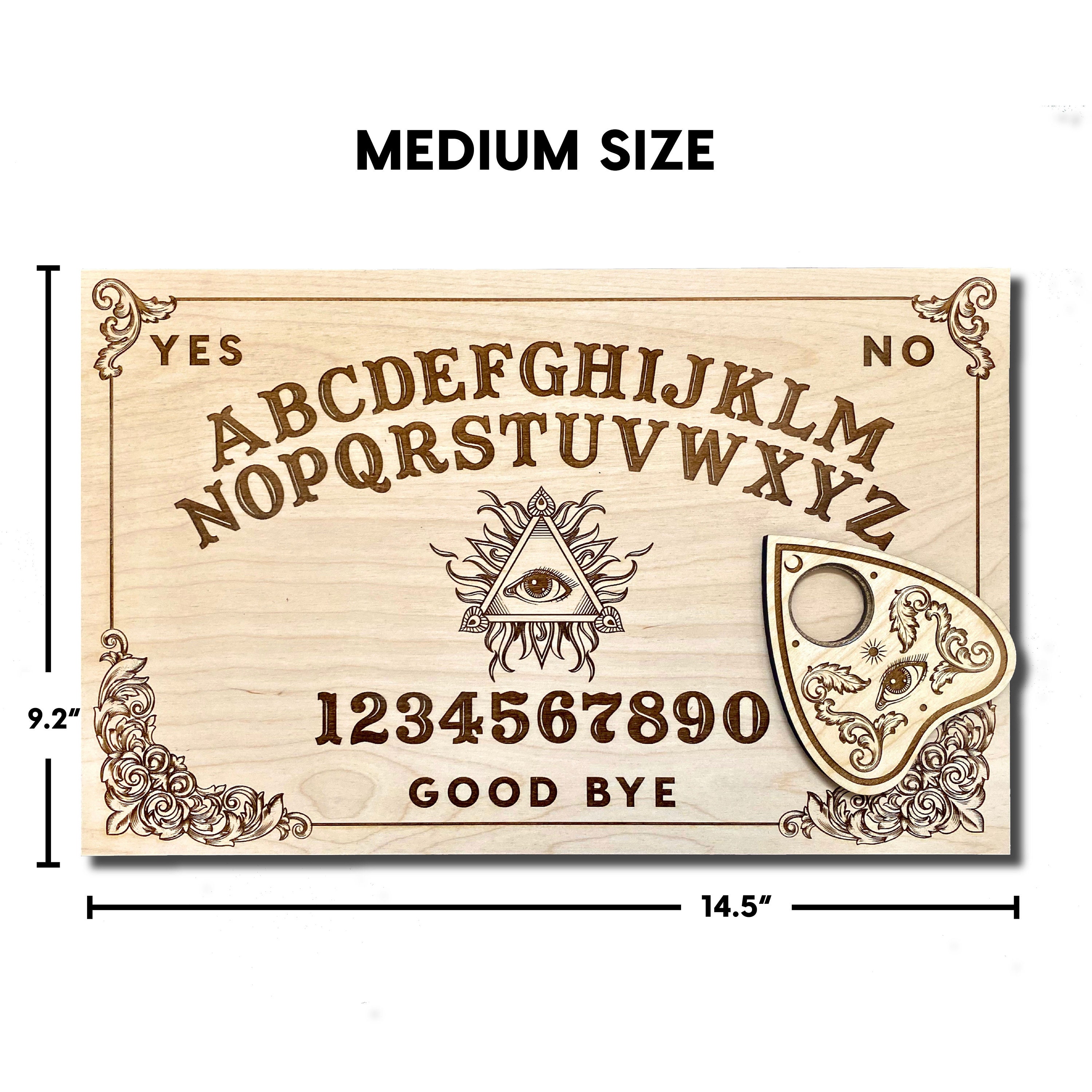 Ouija Spirit Board Wooden Handmade Wood Talking Game All Seeing Eye ...