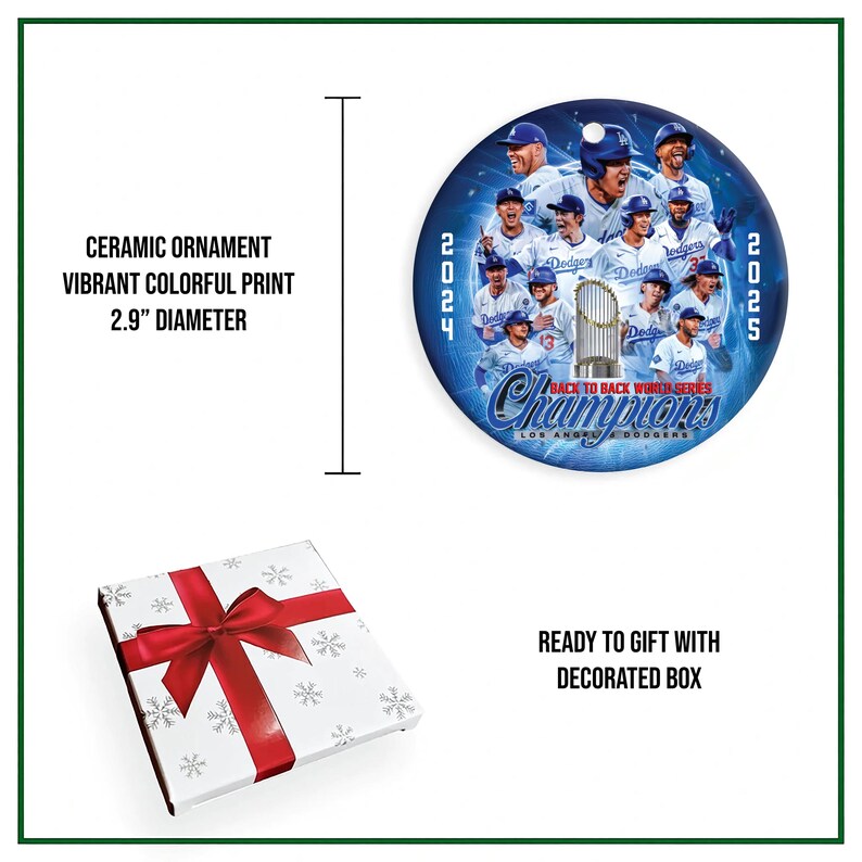 Los Angeles Dodgers World Series Champions 2025 Baseball Ornaments for ...