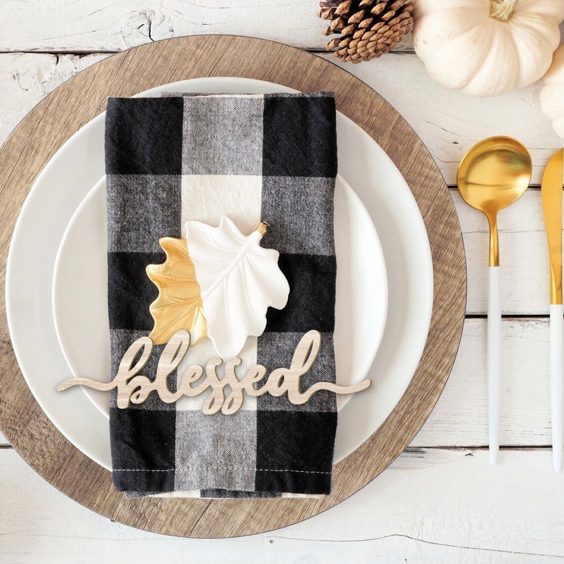Thanksgiving Place Cards Blessed, Thankful, Grateful Wood Signs Fall ...