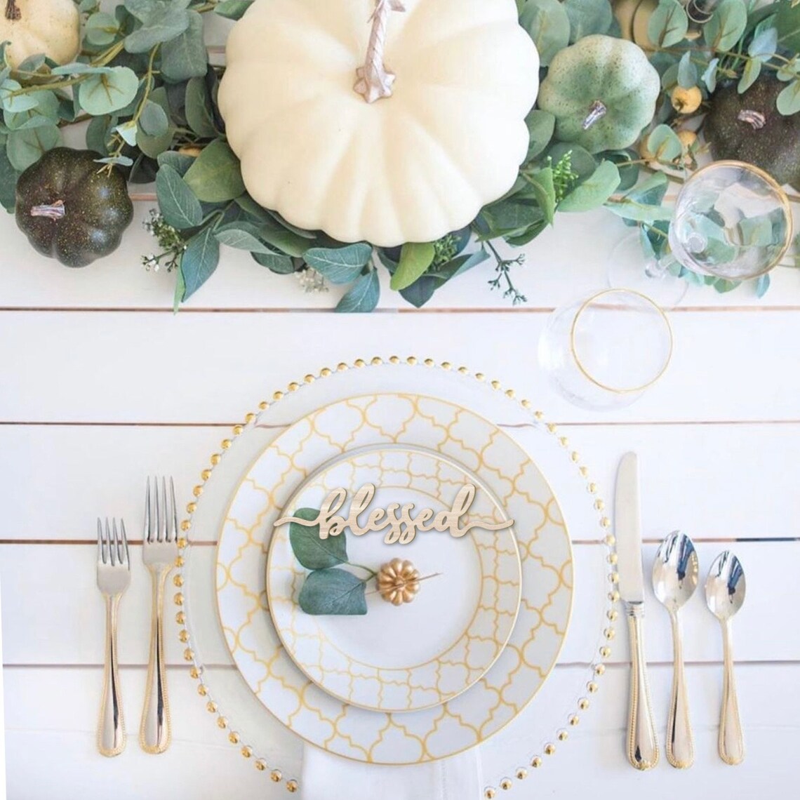 Thanksgiving Place Cards Blessed, Thankful, Grateful Wood Signs Fall ...