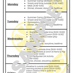 EDITABLE Daily and Weekly Schedule and Bucket List for Summer Vacation ...