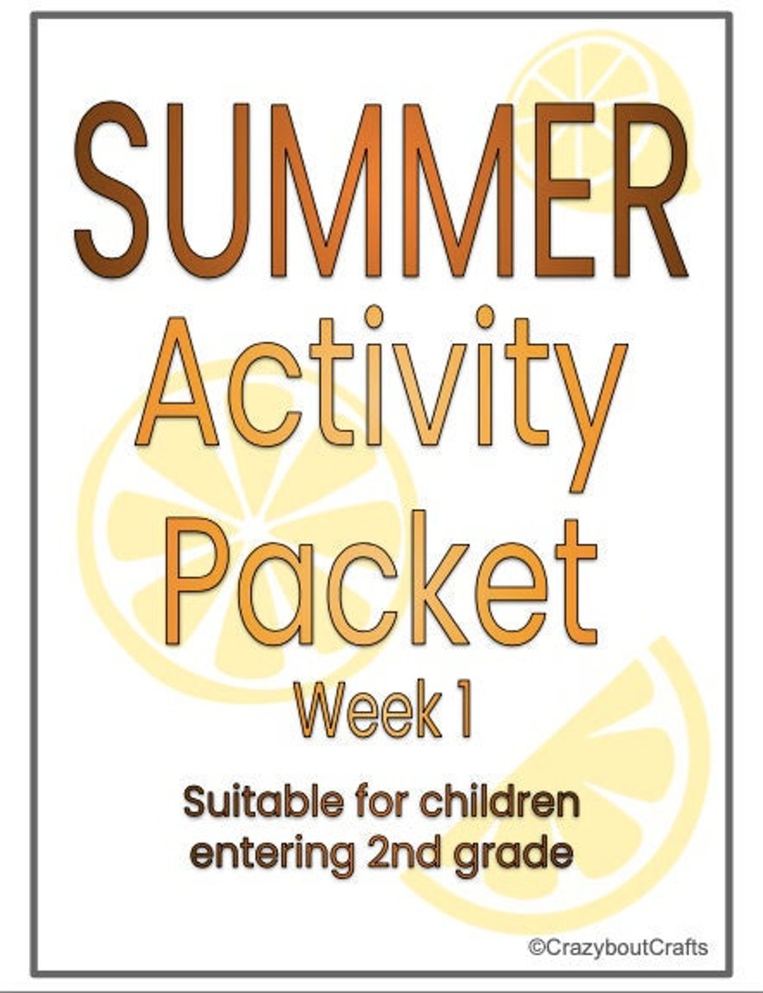 Summer Activity Packet for Emerging Second Graders week 1 - Etsy