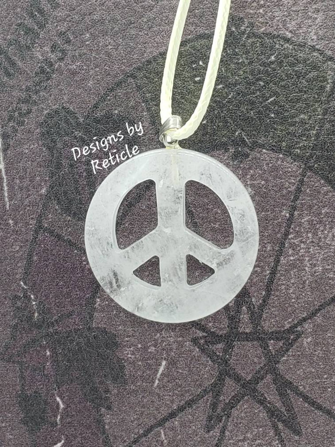 Semiprecious Gemstone Peace Sign Necklace - Etsy