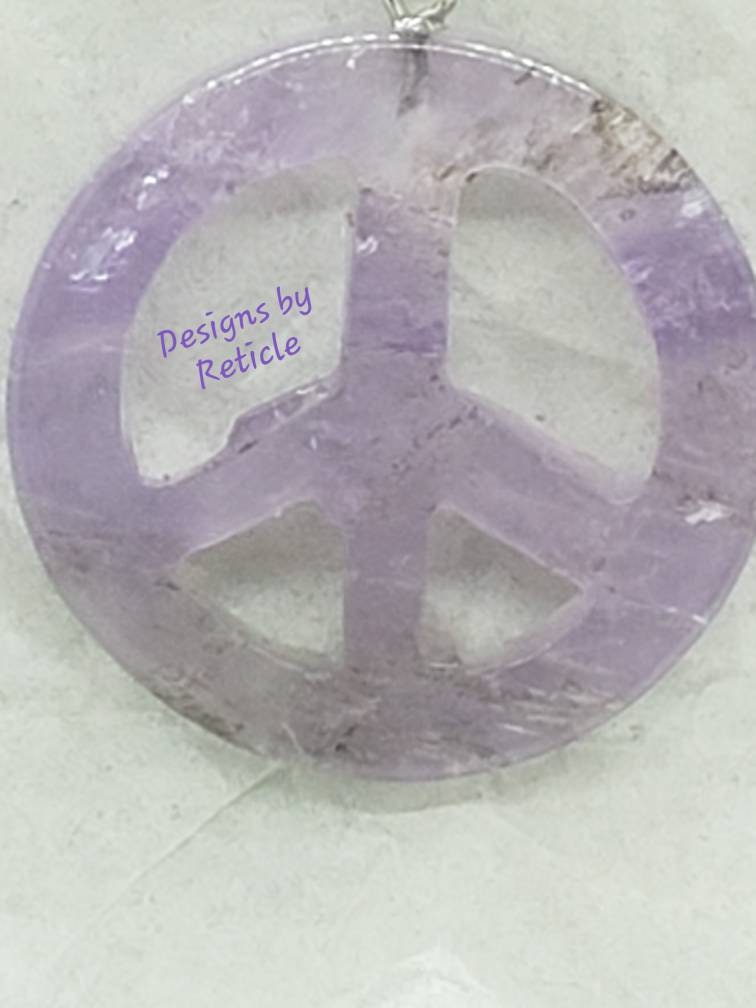 Semiprecious gemstone peace sign necklace | Etsy