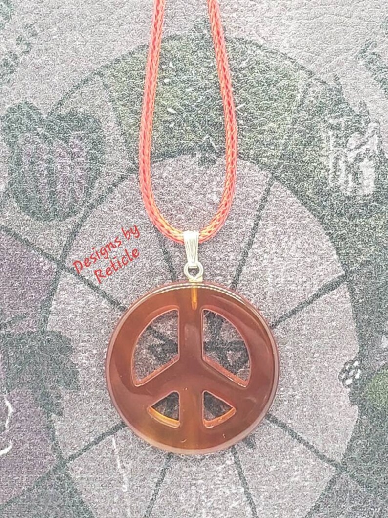 Semiprecious Gemstone Peace Sign Necklace - Etsy