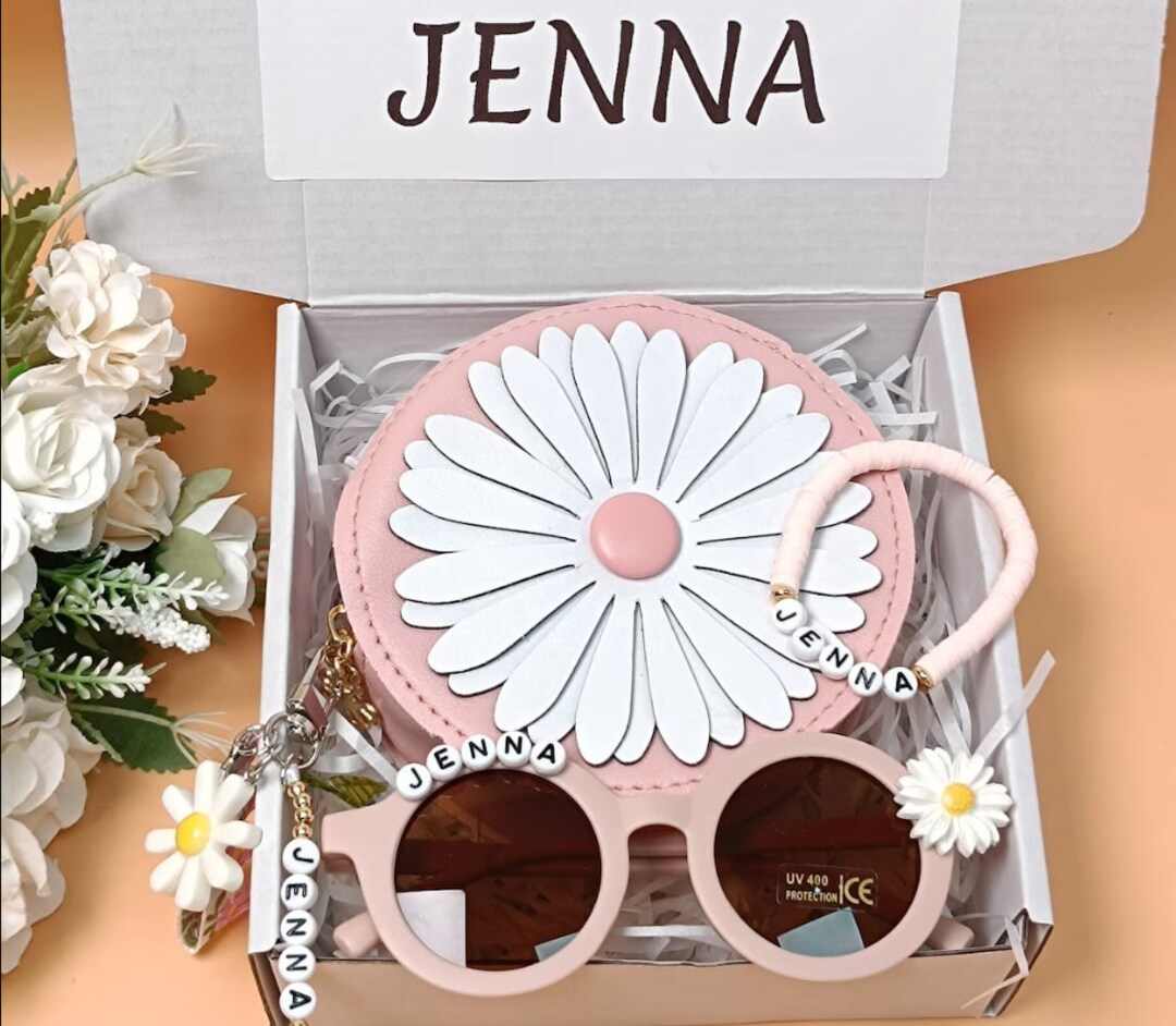 Custom Flower Daisy Girl Proposal Gift Box With Sunglasses, Toddler ...