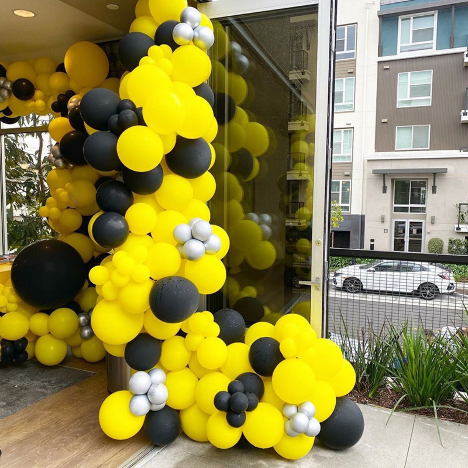186PCS Yellow Balloon Arch Kit Black Metallic Silver Balloon - Etsy